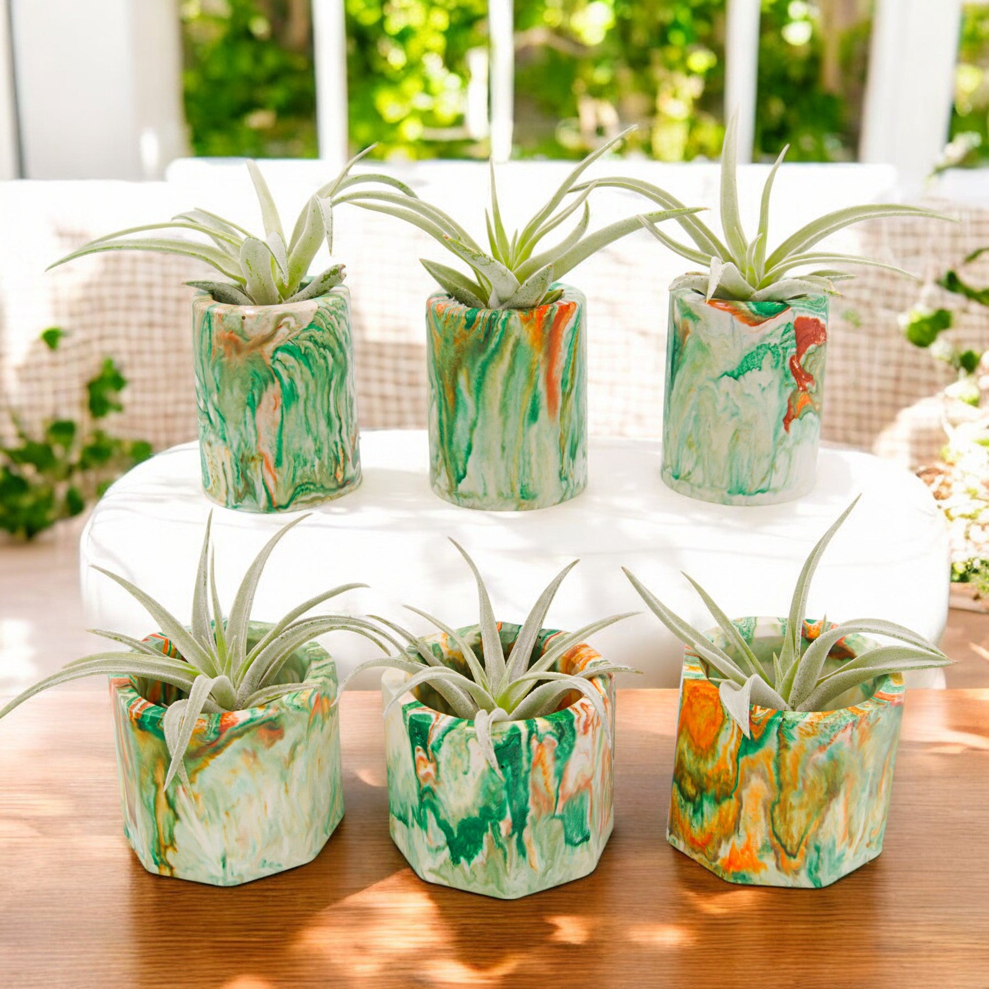 Peachtree marbled hydrostone airplant pots – Plant Babies Terrariums